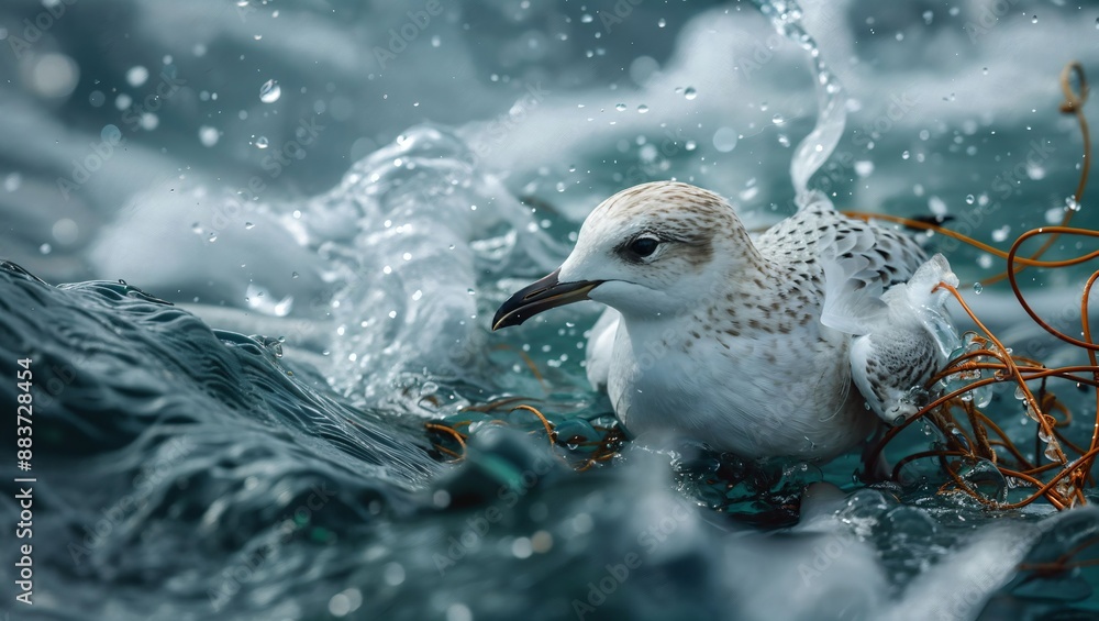 Resilient Seabird Navigating Through Rough Waters Amidst Tangled Nets ...