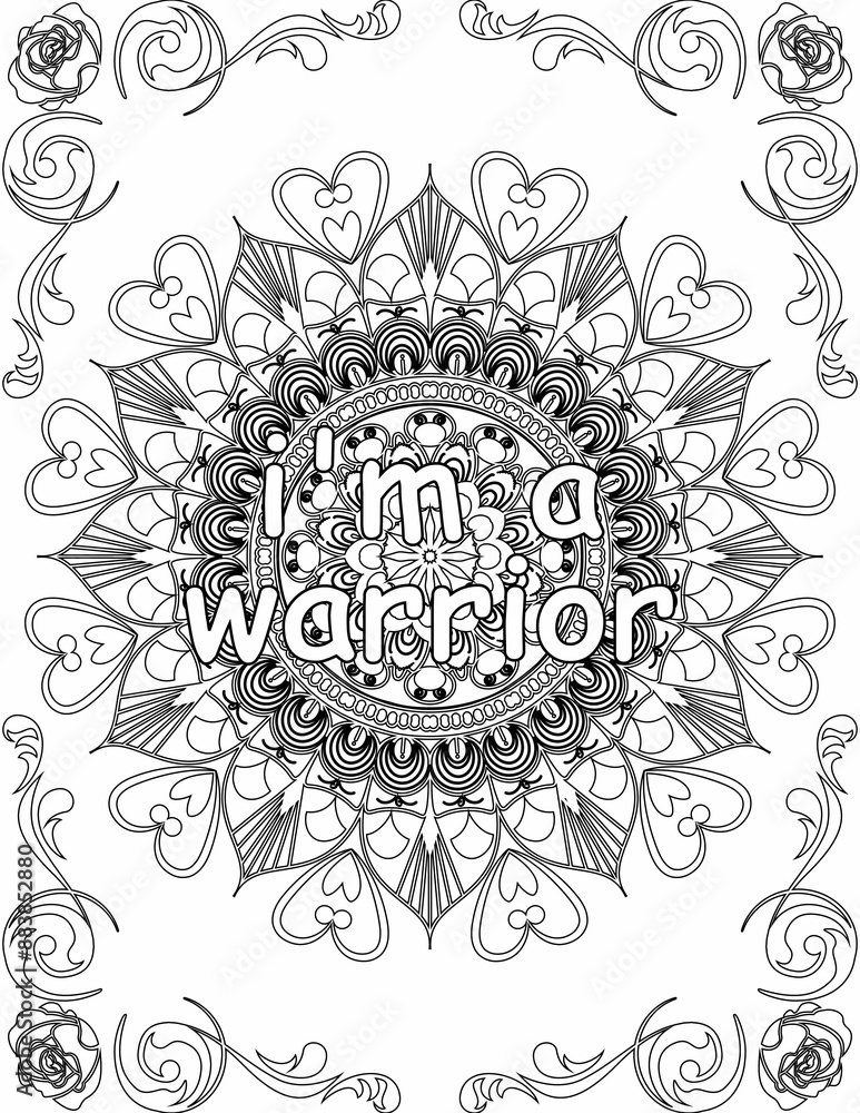 Printable mandala coloring page for kids and adults with affirmation ...