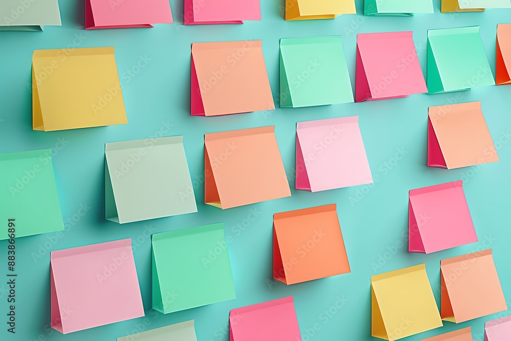 Parenting tips written on sticky notes in a photorealistic style ...