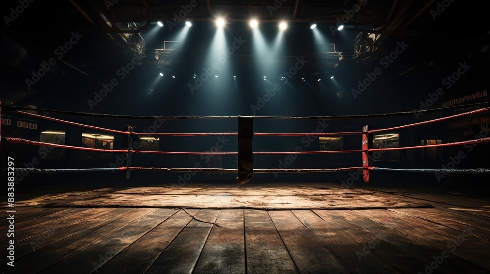Cinematic Vintage Boxing Ring Underneath Spotlight Stock Illustration ...
