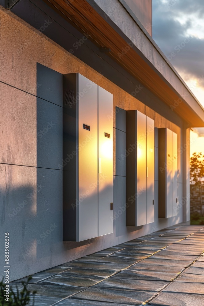 An innovative concept showcasing battery packs installed on a home ...