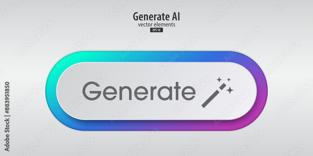 Generative AI white button. Press the button to create ideas. Flat ...