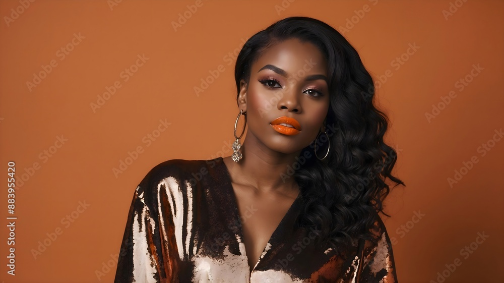 Portrait of a beautifull young black woman, she is a pretty modal ...