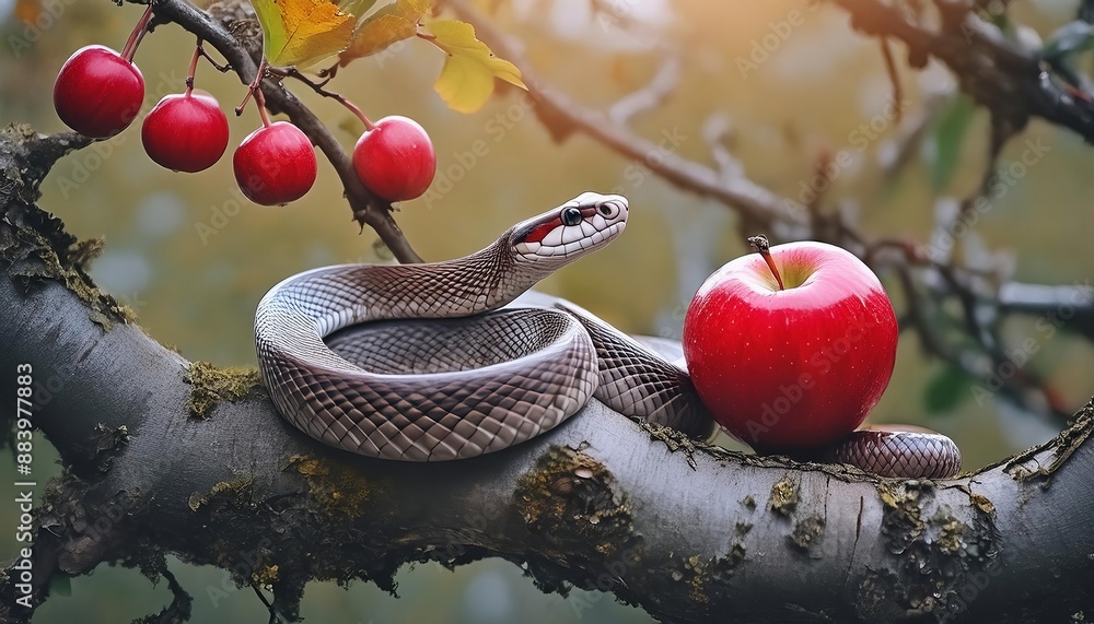Foto de Stock The Forbidden Fruit - The Red Apple of Garden of Eden ...