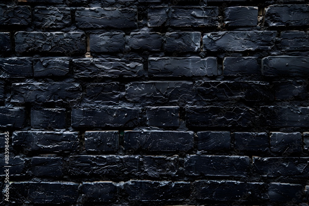 Black brick wall background. Black bricks wall texture, dark abstract wallpaper for design or ...