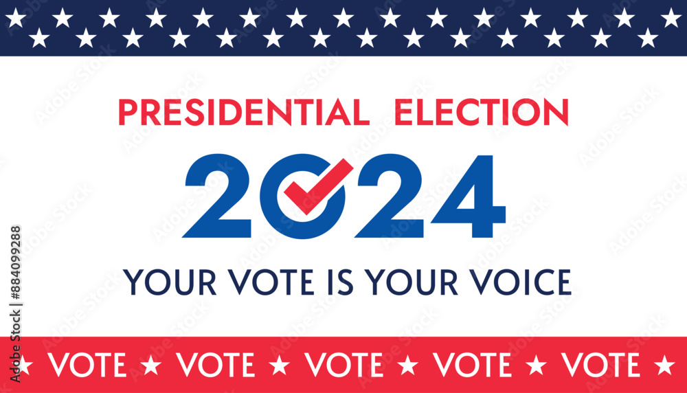 USA 2024 Presidential Election background with American flag colors ...