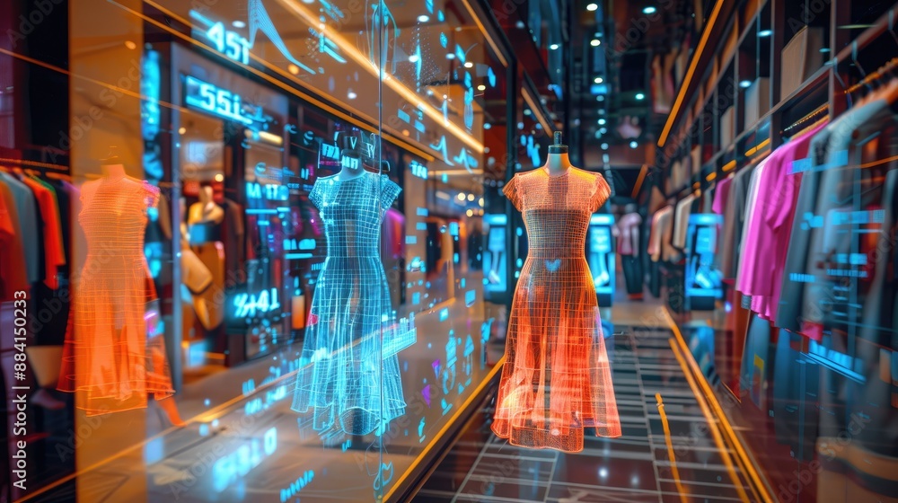 Futuristic virtual reality shopping experience in a high-tech store ...