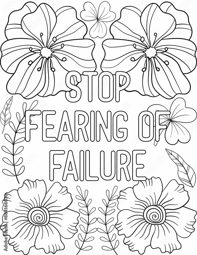 Printable floral coloring page for kids and adults with motivational ...
