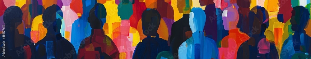 Abstract Illustration of Diverse and Inclusive Crowd with Oil Painting ...