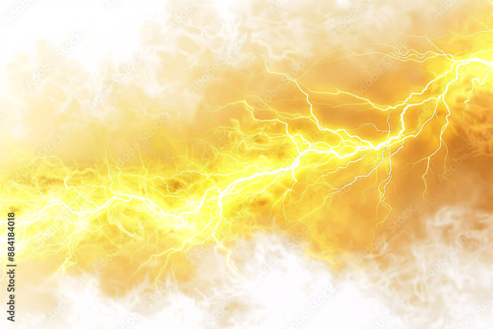 Bright yellow lightning bolt with dramatic electric energy effect ...
