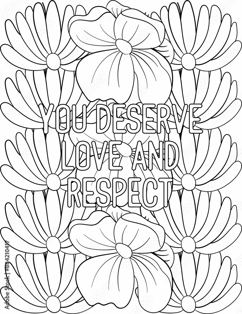 Printable floral coloring page for kids and adults with motivational ...