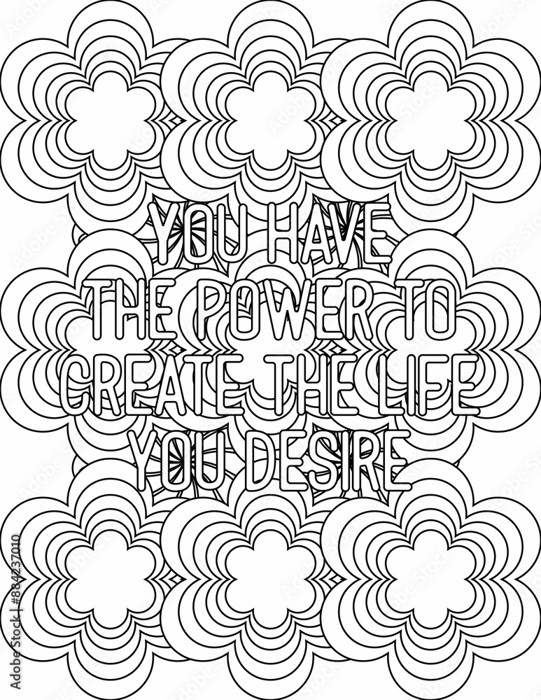 Printable floral coloring page for kids and adults with motivational ...
