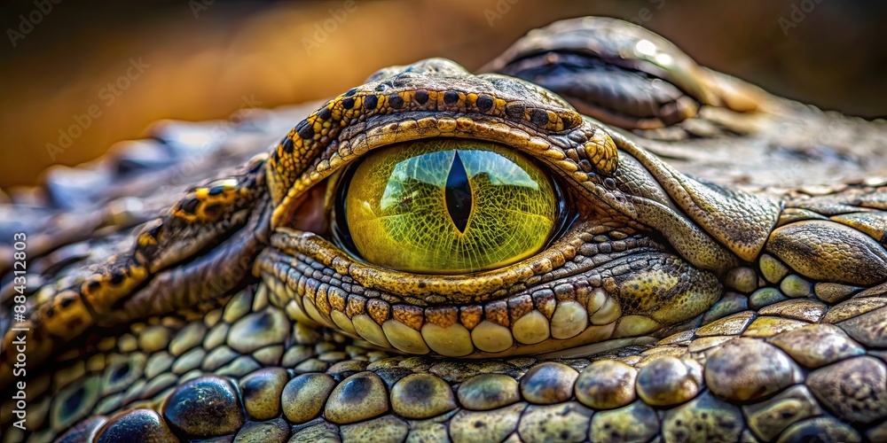 A close-up photo of a crocodile's menacing eye , predator, wildlife ...