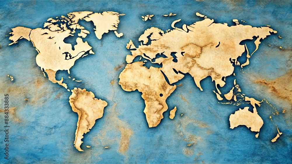 Ilustración de Stock Authentic Italian marble-style world map with ...