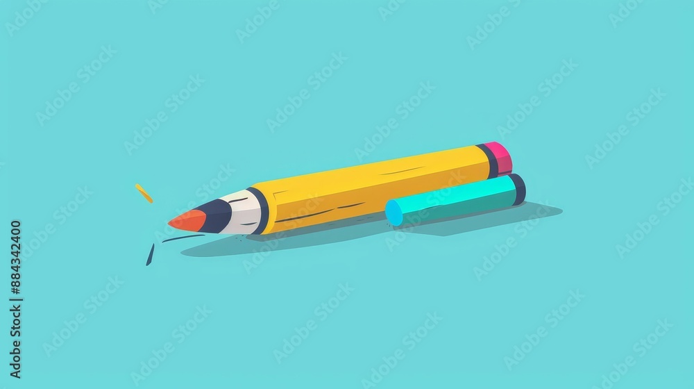 Marker Pen flat design, side view, drawing theme, animation, Split-complementary color scheme ...