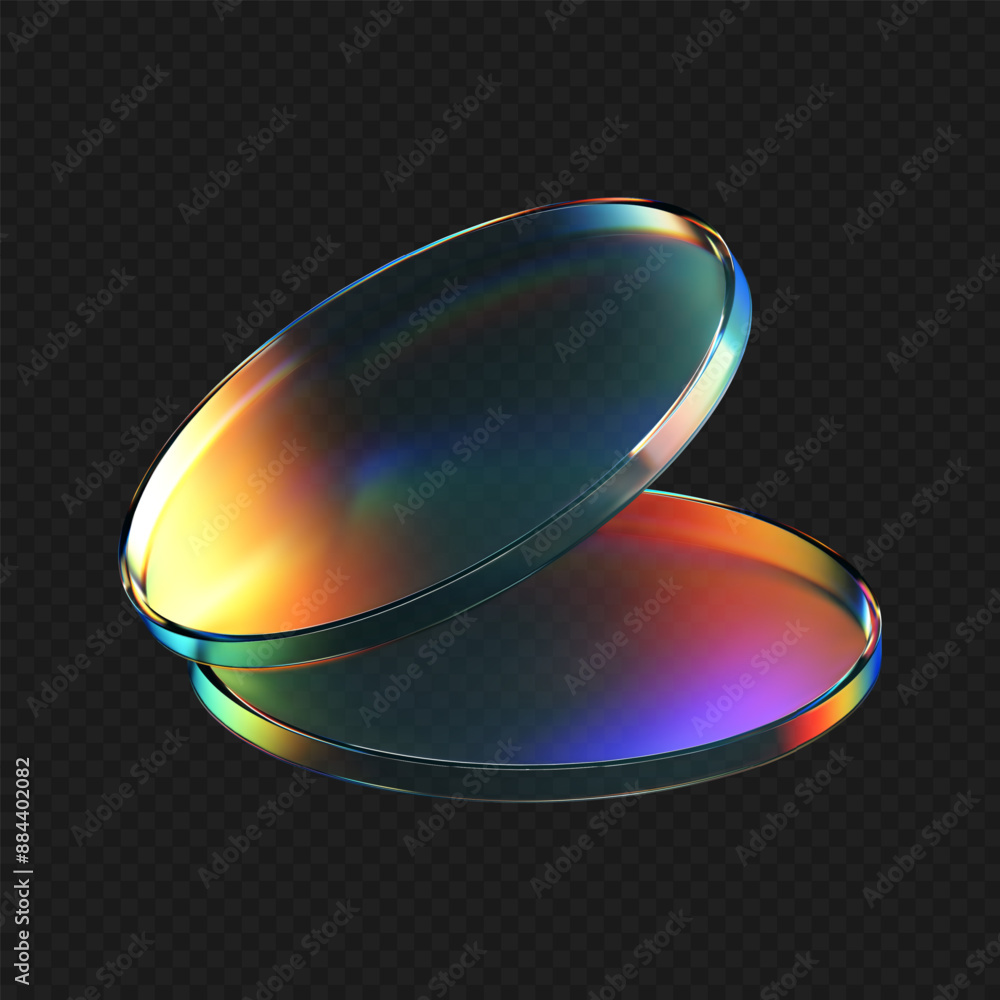 3d glass flying product podium with rainbow, holographic effect ...