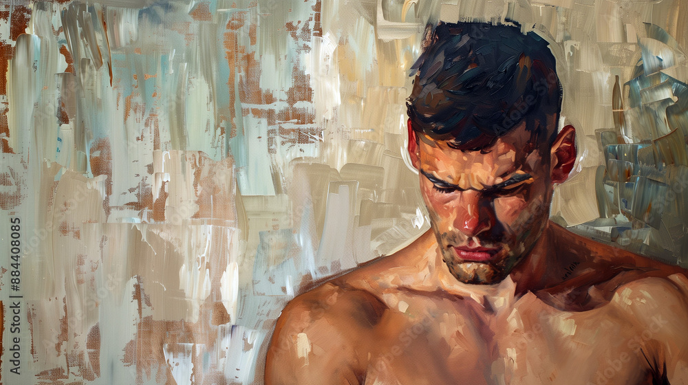 Muscular male physics, body builder background, space for writing ...