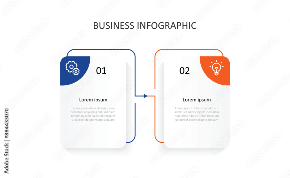 Template vector infographic with icons and 2 step process Stock Vector ...