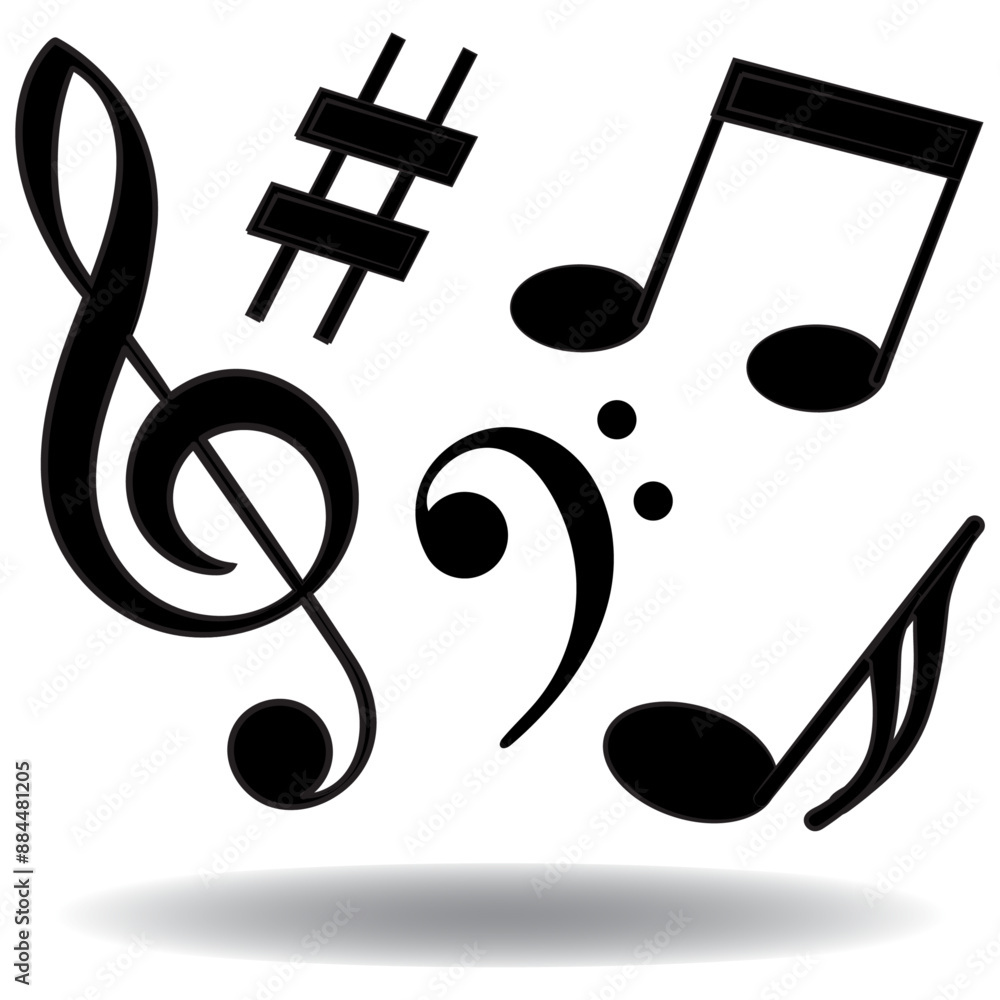 Collection of musical notes and symbols Stock Vector | Adobe Stock