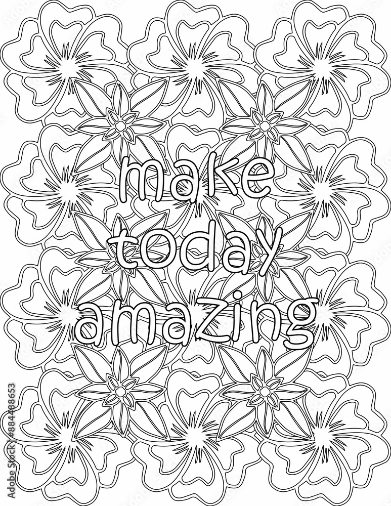 Stock-Illustration „Printable floral coloring page for kids and adults ...