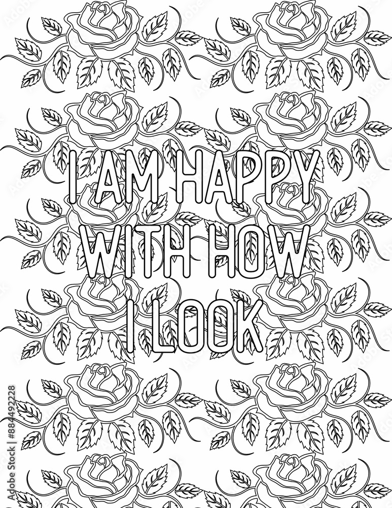 Printable floral coloring page for kids and adults with motivational ...