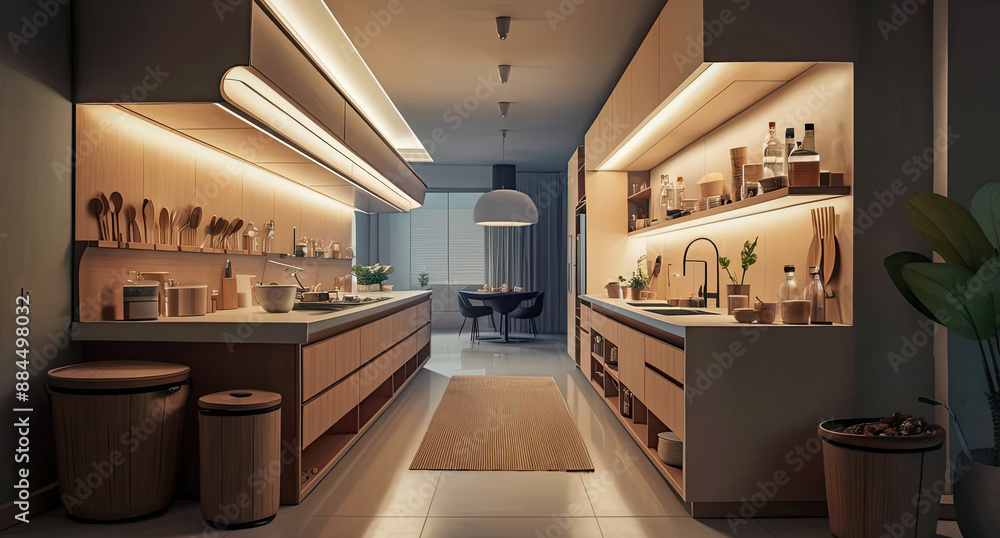 Eco-friendly kitchen with a sleek, clutter-free design. The space ...