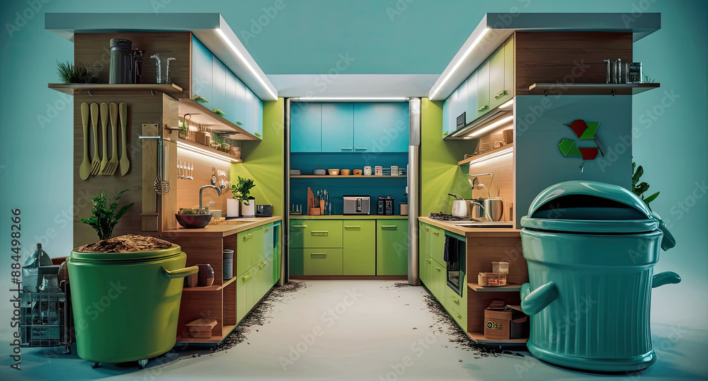 Eco-friendly kitchen with a sleek, clutter-free design. The space ...