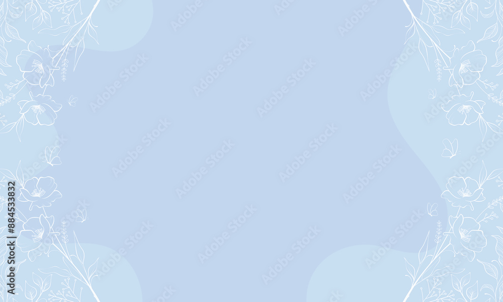 Sweet blue floral frame border template for poster and banner ...