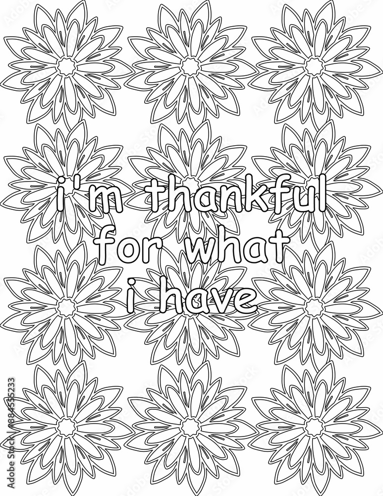 Printable floral coloring page for kids and adults with motivational ...