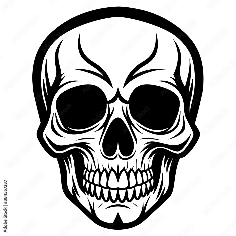 Skull Head Vector Illustration. Printable skull head vector graphics ...