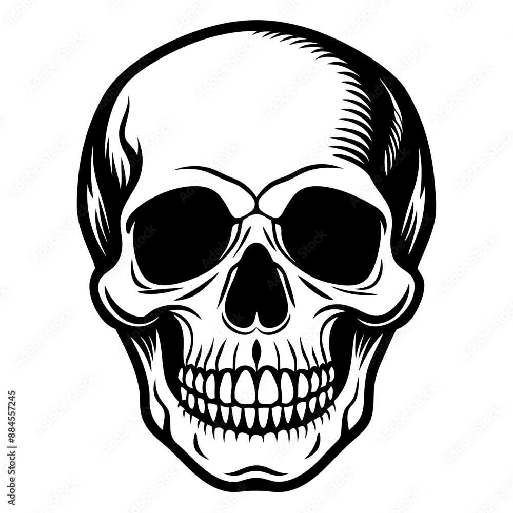 Skull Head Vector Illustration. Printable skull head vector graphics, cartoon, clipart, and line ...
