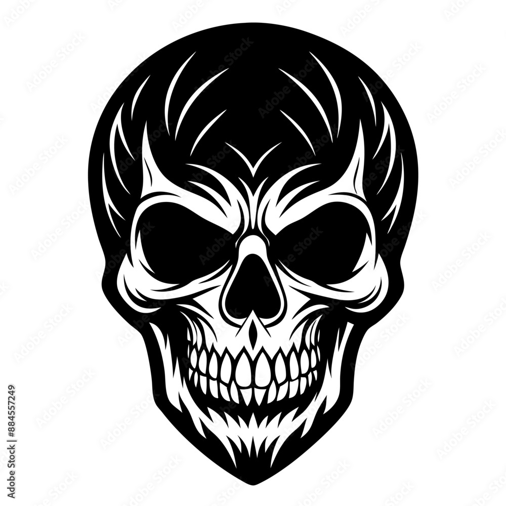 Skull Head Vector Illustration. Printable skull head vector graphics ...