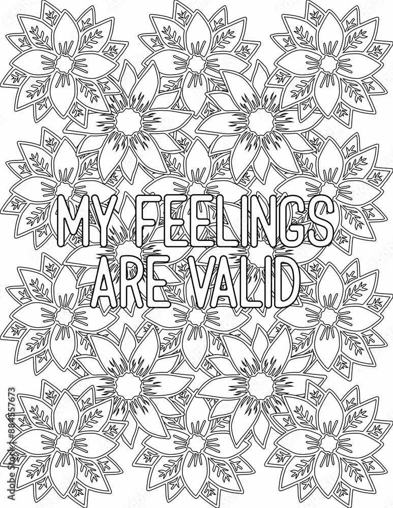 Stock-Illustration „Printable floral coloring page for kids and adults ...