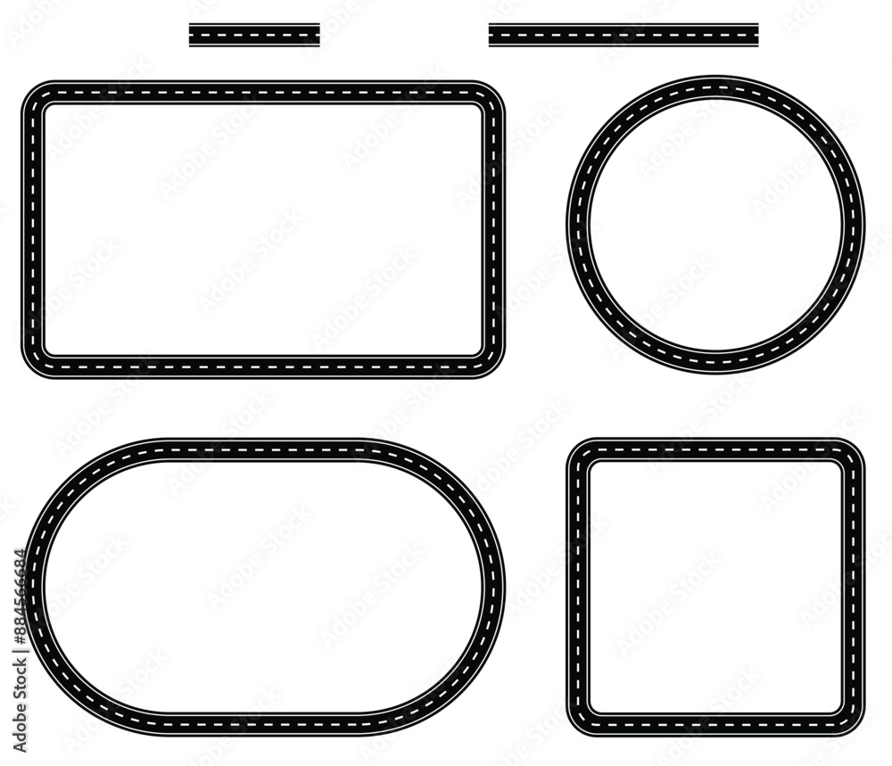 Race Track Road Motor Sports Silhouette Frame Border Template Clipart - Circle, Square ...