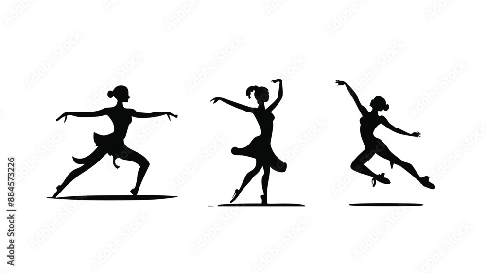 Dancing silhouette on transparency background. Vector silhouettes of ...