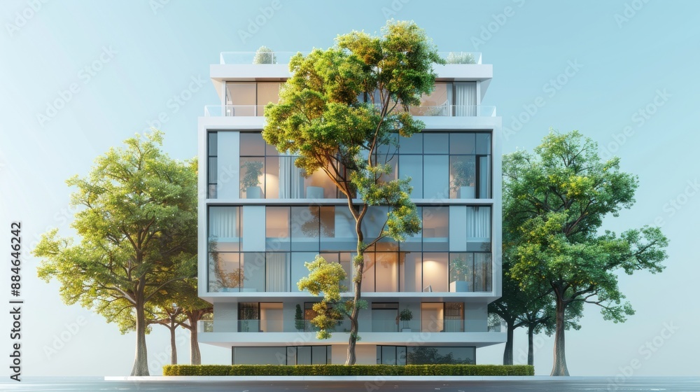 Visualization of a business center building showcasing its exterior ...