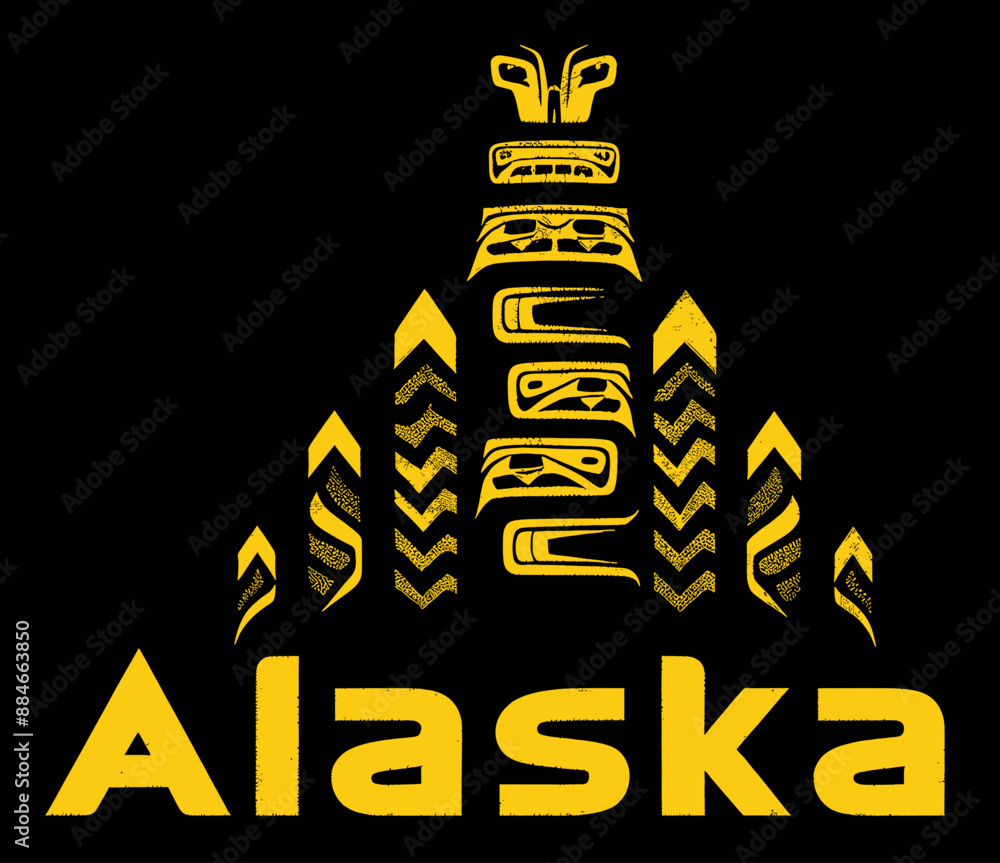 Stylized Alaska design with native totem, perfect for state pride ...