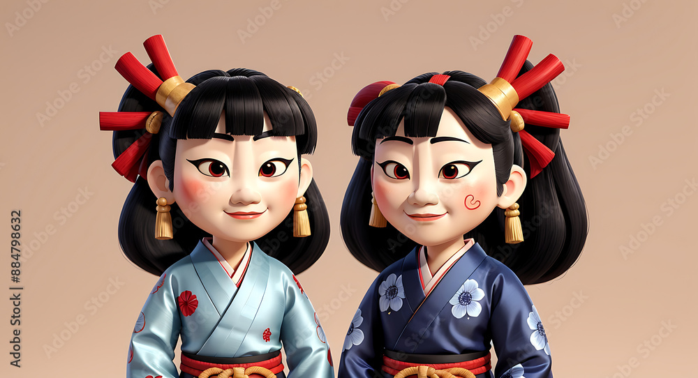 An illustration of a traditional Noh mask used in Japanese theater ...