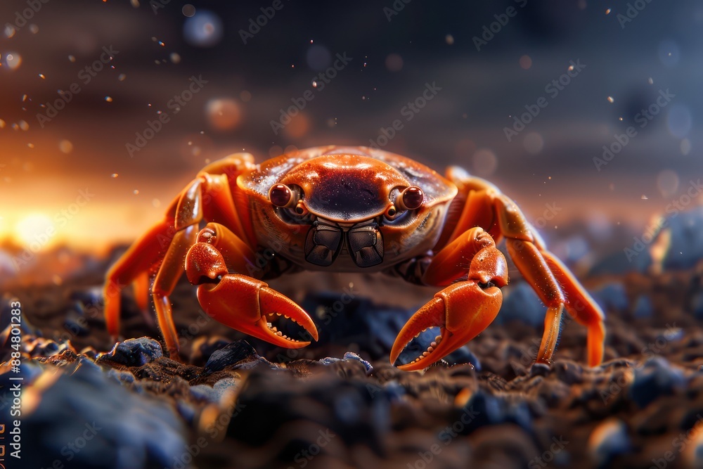 A lone crab scuttles across the barren lunar landscape, a testament to ...