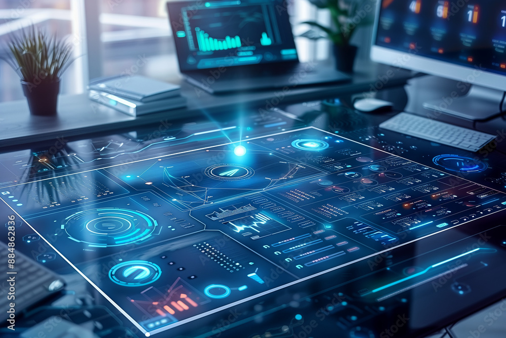 Digital Time Management Interface: Visualize a futuristic digital ...