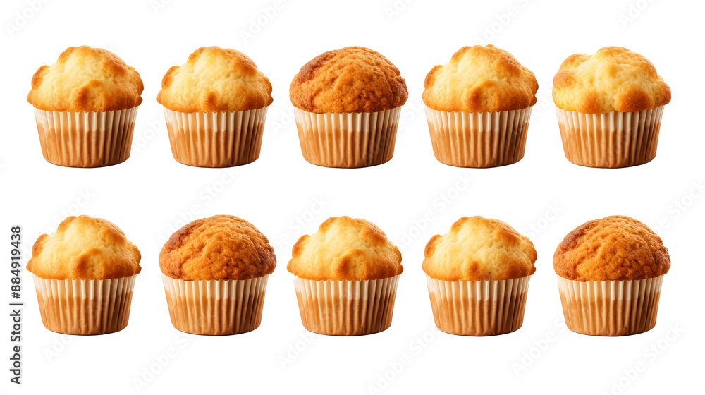 Assorted classic plain muffins on transparent background, PNG file ...