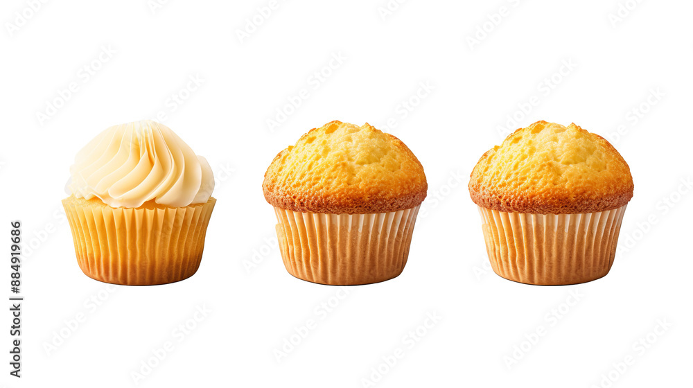 Assorted classic plain muffins on transparent background, PNG file ...