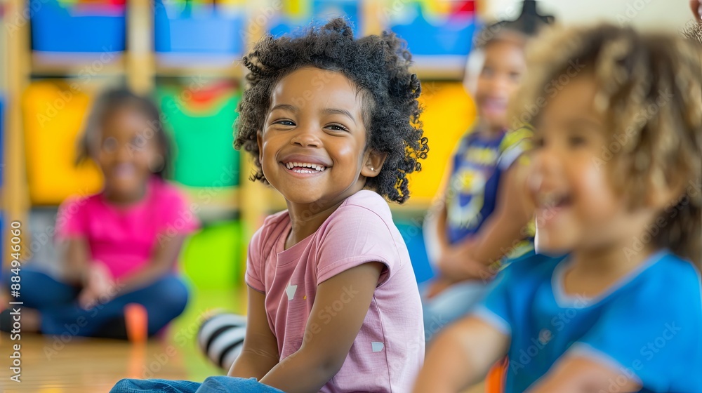 Engaging Preschool Classroom Scene with Children Participating in Early ...