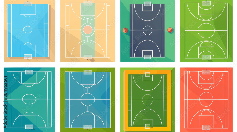 six distinct sports courts, each designed with accurate dimensions and ...