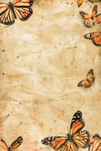 Butterfly Border On Parchment Free Stock Photo - Public Domain Pictures