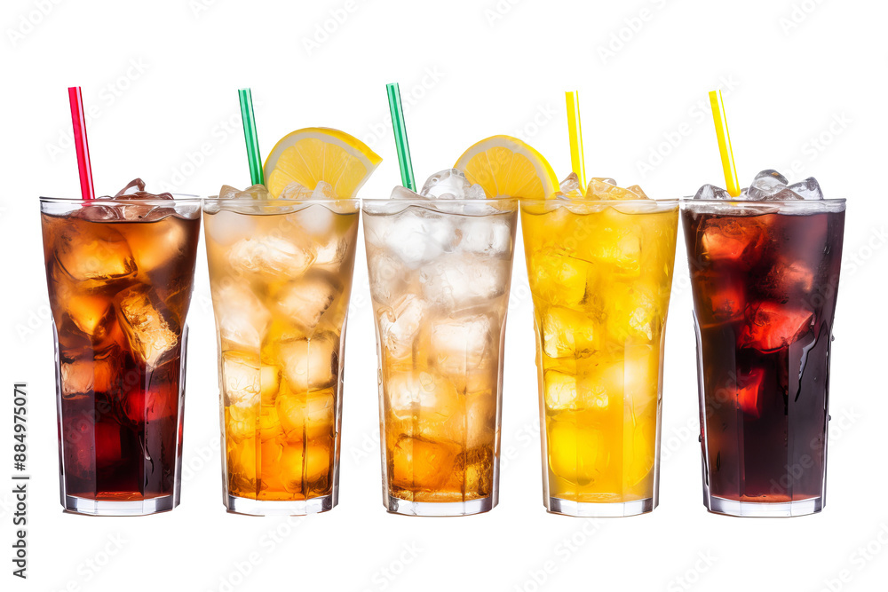 Refreshing assortment of soft drinks PNG on transparent background ...