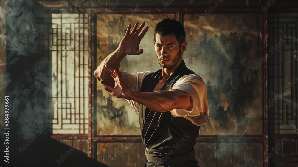 Tai chi fighter, background image Stock Photo | Adobe Stock