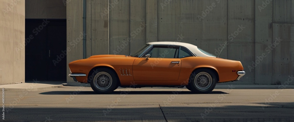 classic car facing the camera, minimalist, deadpan, banal, cool ...