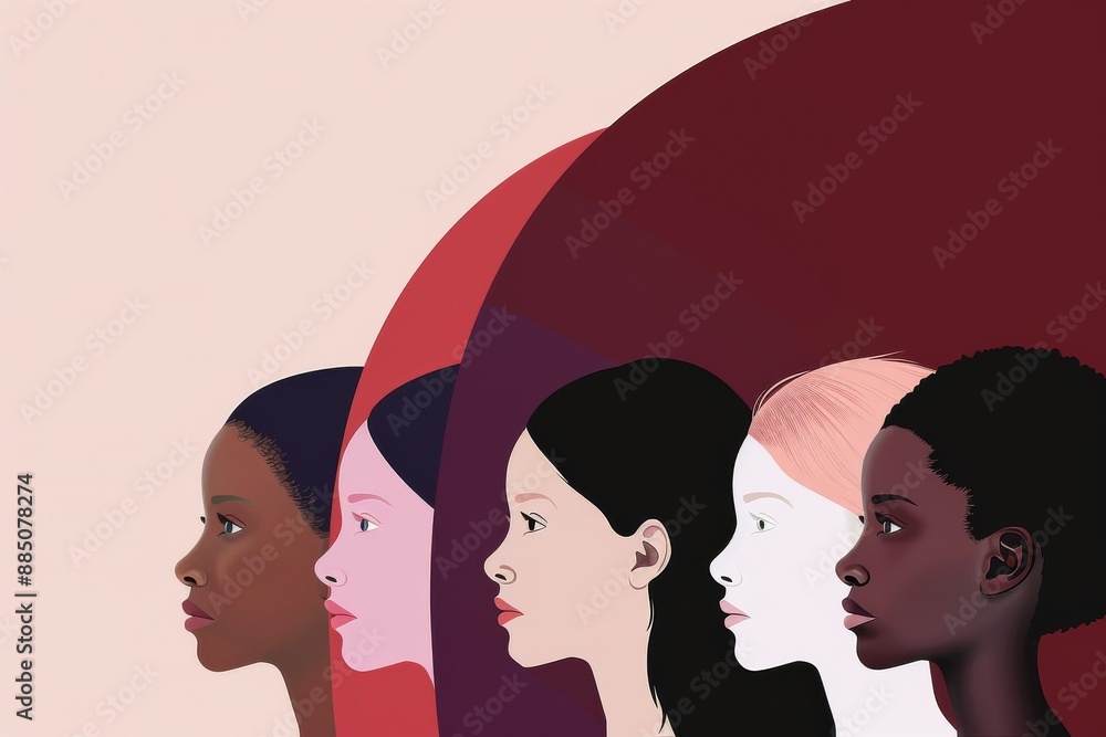 Multi-ethnic diversity and beauty. Group of different ethnicity women ...