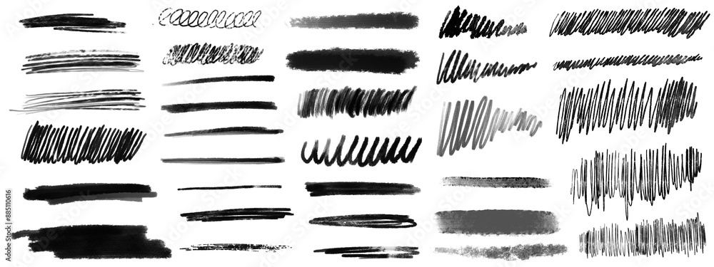 Marker lines isolated on transparent background. Set of different ...